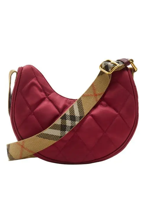 Burberry Horseshoe Quilted Nylon Crossbody Bag - Cherry Red